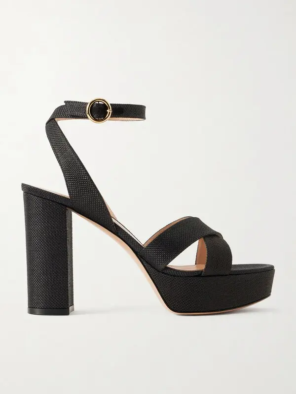 GIANVITO ROSSI Sabrina Haiti 70 Raffia Platform Sandals - Black
