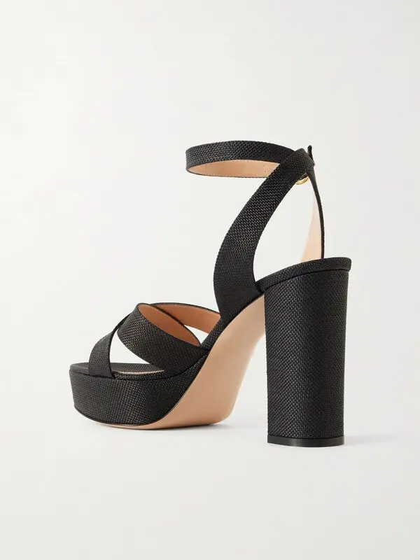 GIANVITO ROSSI Sabrina Haiti 70 Raffia Platform Sandals - Black