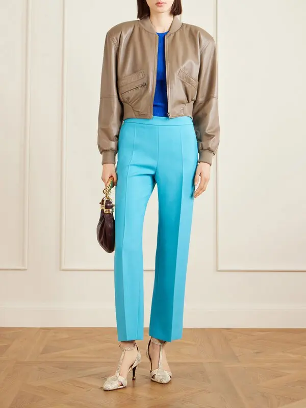 Chloé Cropped Leather Bomber Jacket - Neutrals