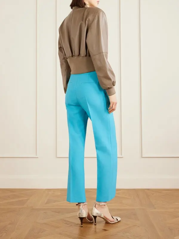 Chloé Cropped Leather Bomber Jacket - Neutrals