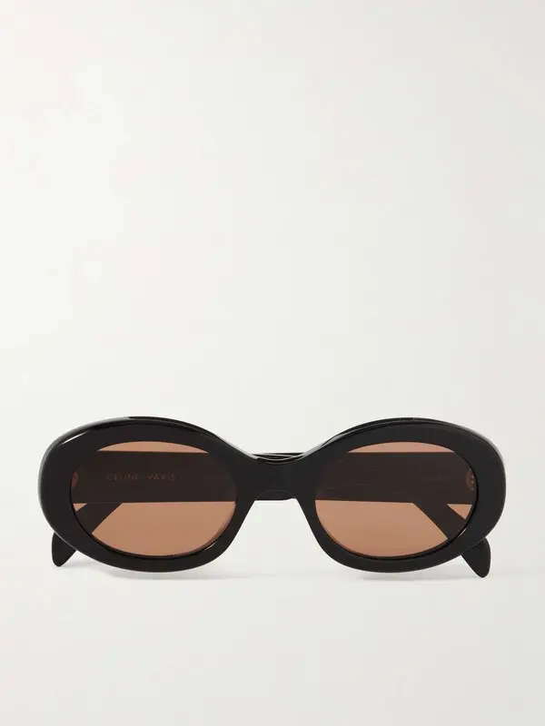 Celine Triomphe Oval-frame Sunglasses - Black