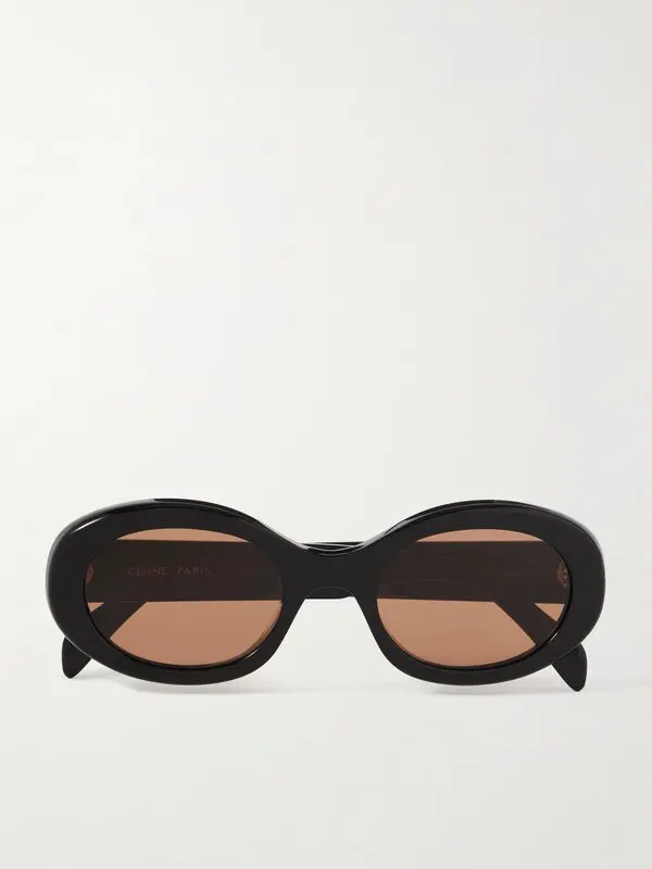 Celine Triomphe Oval-frame Sunglasses - Black