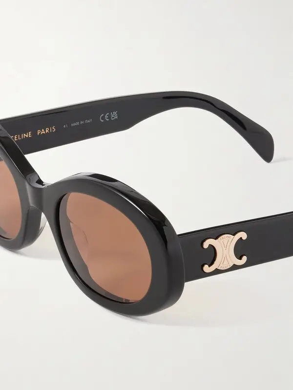 Celine Triomphe Oval Sunglasses - Black