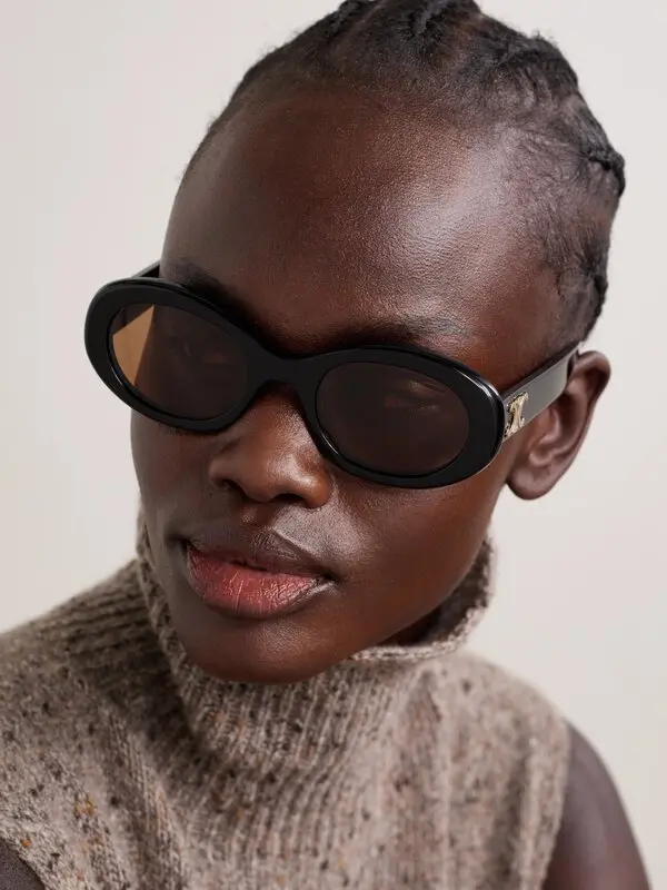 Celine Triomphe Oval Sunglasses - Black
