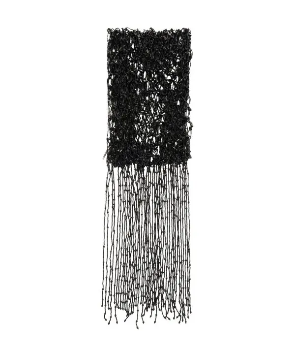 Dries Van Noten Fringed Embellished Beaded Scarf - Black