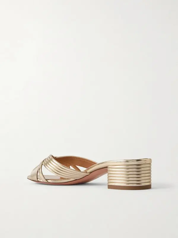 AQUAZZURA Sundance 35 Metallic Leather Mules