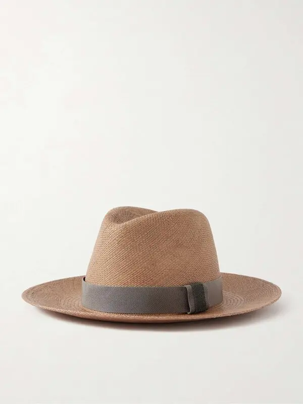 Brunello Cucinelli Straw Hat With Grosgrain Trim - Brown