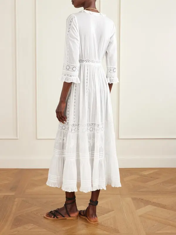 DÔEN Clemencia Organic Cotton-voile Midi Dress - White