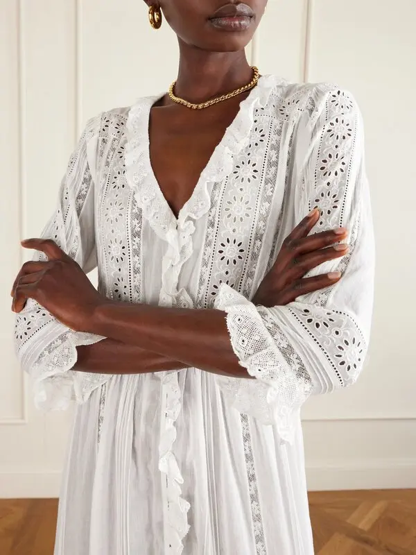 DÔEN Clemencia Organic Cotton-voile Midi Dress - White