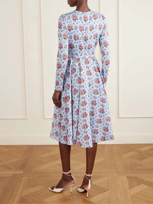 Dolce & Gabbana Belted Floral-print Silk-blend Midi Dress