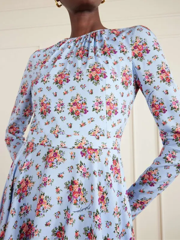 Dolce & Gabbana Belted Floral-print Silk-blend Midi Dress