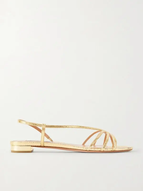 AQUAZZURA Talk To Me Slingback Sandals - Gold