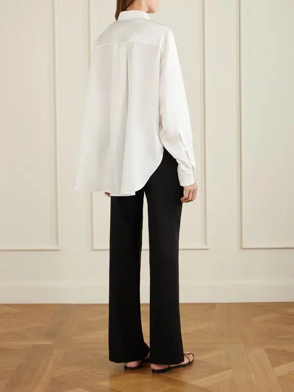 Another Tomorrow Silk-twill Shirt - Neutrals