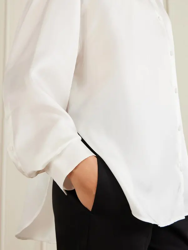 Another Tomorrow Silk-twill Shirt - Neutrals