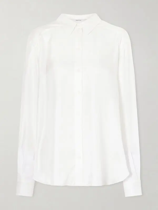 Another Tomorrow Silk-twill Button-down Shirt