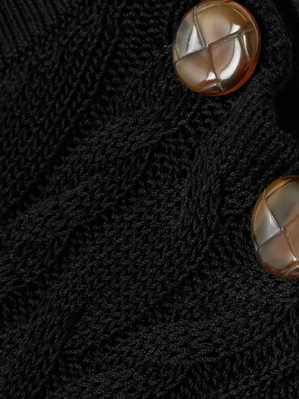 BLAZÉ MILANO Button-embellished Cable-knit Cotton Sweater - Black