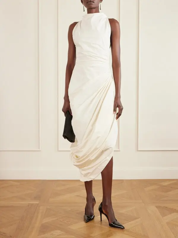 midi asymmetric draped dress Reiss