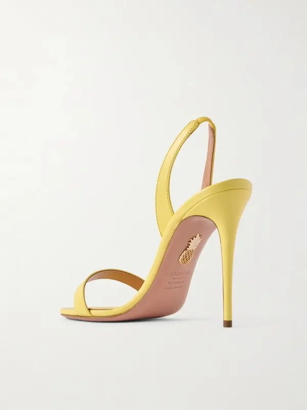 AQUAZZURA So Nude 105 Leather Slingback Sandals - Yellow