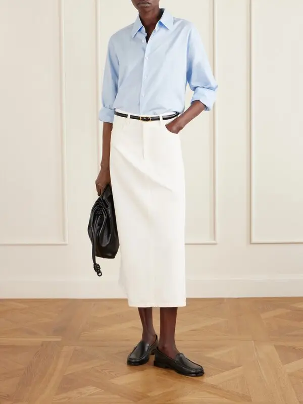 Ami Denim Midi A-line Skirt