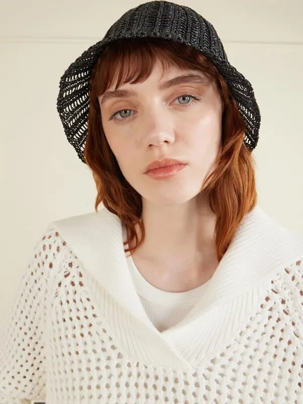 Brunello Cucinelli Woven Bucket Hat - Black