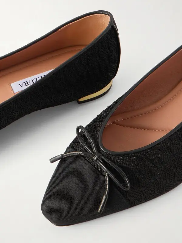 AQUAZZURA Gioia Crocheted Ballet Flats - Black