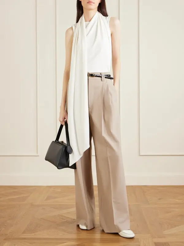 AMI Paris Scarf-detailed Jersey Top - Neutrals
