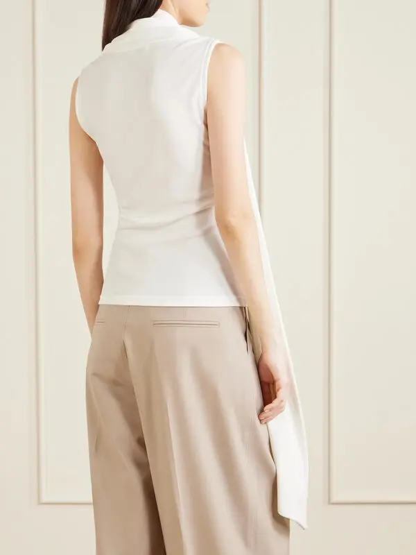 AMI Paris Scarf-detailed Jersey Top - Neutrals