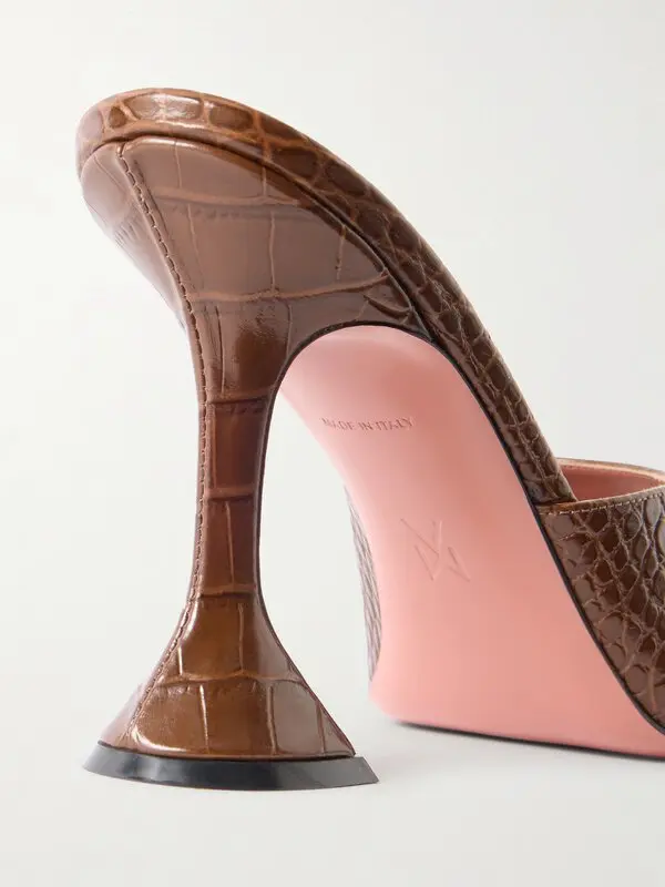 Amina Muaddi Lupita Croc-effect Leather Mules