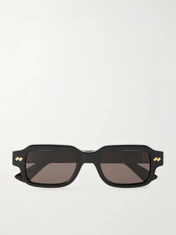 Bottega Veneta Intrecciato Rectangular Sunglasses - Black