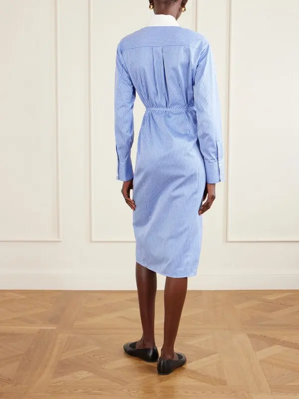 altuzarra shirt dress Altuzarra Women's Floyd Striped Cotton Maxi Shirtdress - Azure Stripe