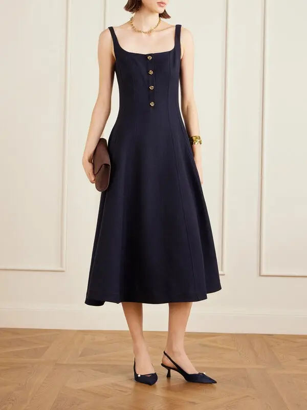 Altuzarra Orrie Paneled Cotton-blend Midi Dress - Blue
