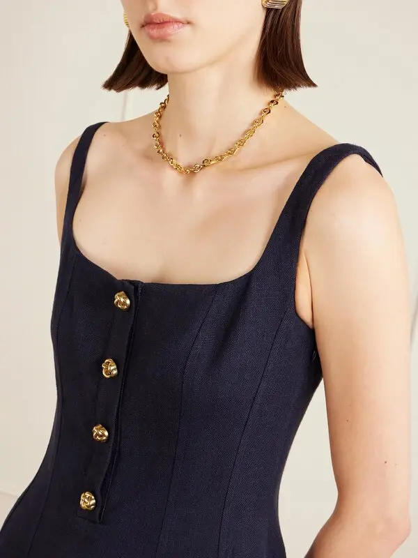 Altuzarra Orrie Paneled Cotton-blend Midi Dress - Blue