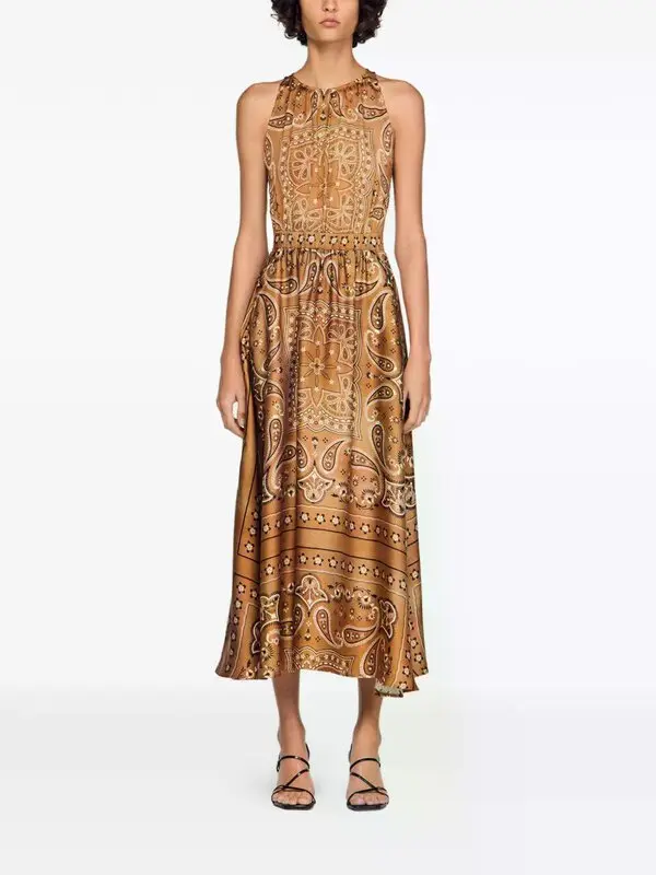 Sandro Bandana Print Maxi Dress - Brown
