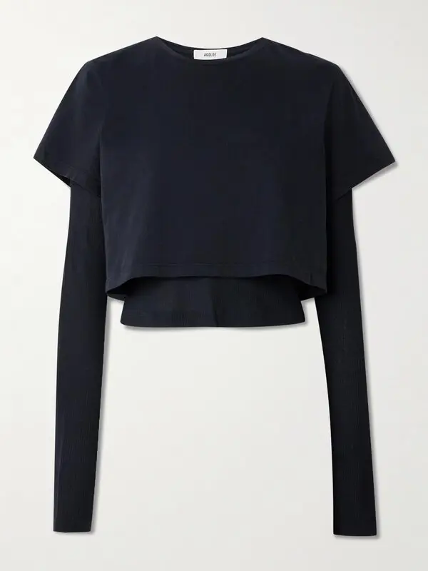 AGOLDE Cropped Layered T-shirt - Blue