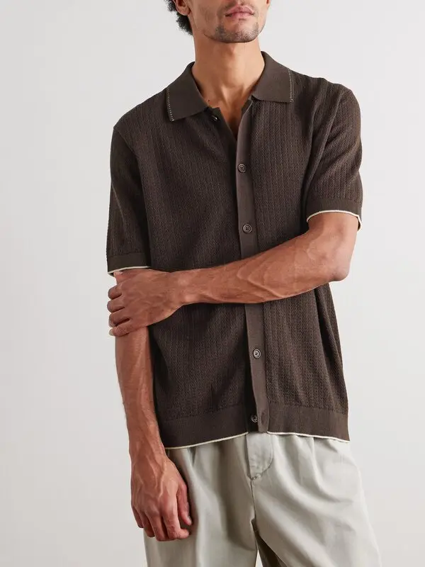 Nn07 Nalo 60039 Open-knit Cotton Shirt
