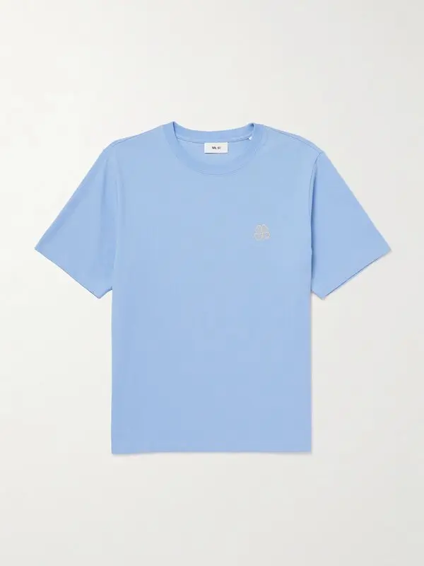 Nn07 Jett 30026 Logo-embroidered Organic Cotton-jersey T-shirt - Blue