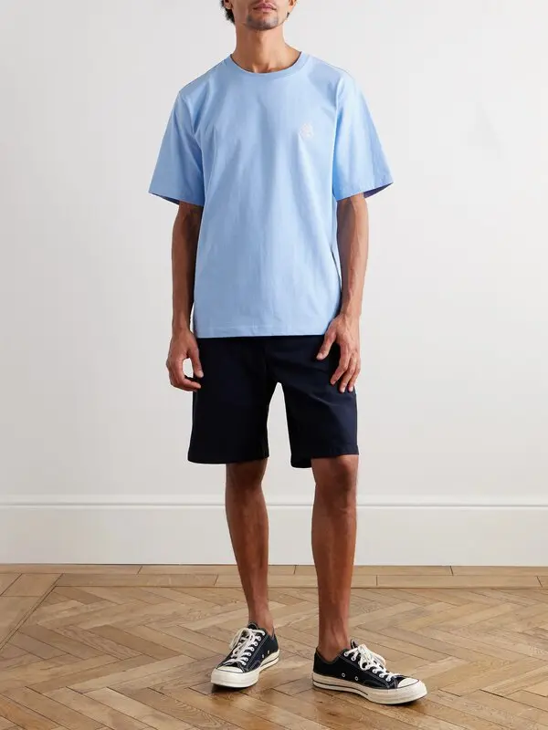 Nn07 Jett 30026 Logo-embroidered Organic Cotton-jersey T-shirt - Blue