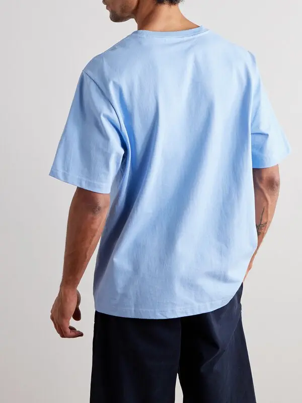 Nn07 Jett 30026 Logo-embroidered Organic Cotton-jersey T-shirt - Blue