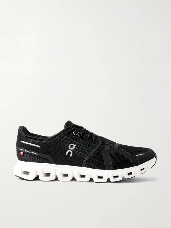 On Cloud 6 Rubber-trimmed Mesh Slip- Sneakers - Black