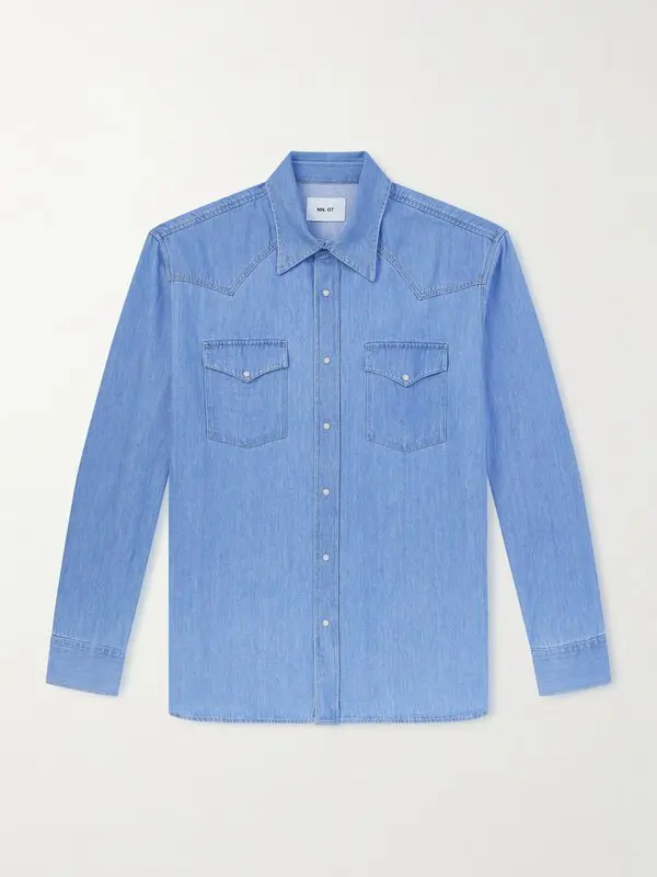 Nn07 Ricky 50015 Denim Western Shirt - Blue