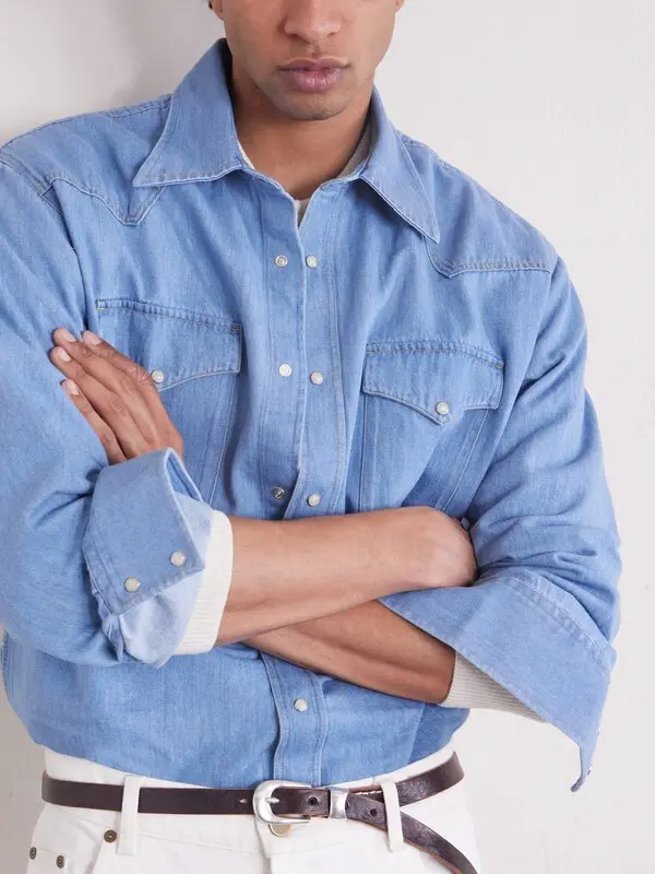 Nn07 Ricky 50015 Denim Western Shirt - Blue