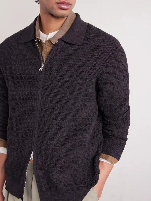Nn07 Gustav 60016 Organic Cotton Zip-up Cardigan - Brown