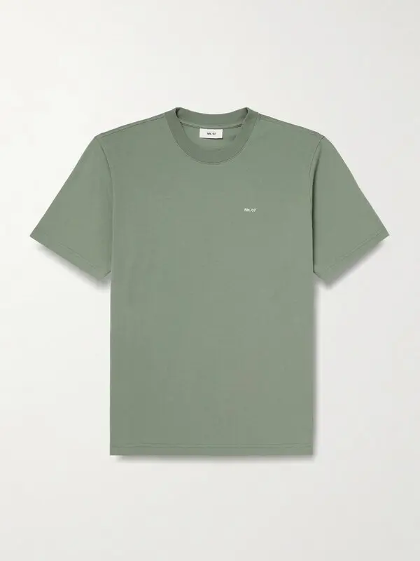 Nn07 Adam 3209 Logo-embroidered Pima Cotton-jersey T-shirt - Green