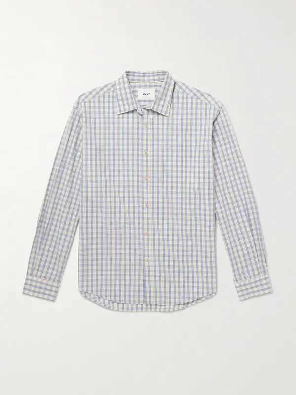 Nn07 Deon 50035 Checked Organic Cotton-poplin Shirt - Neutrals