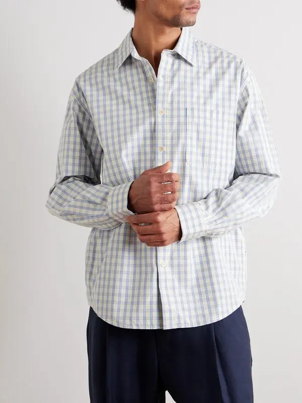 Nn07 Deon 50035 Checked Organic Cotton-poplin Shirt - Neutrals