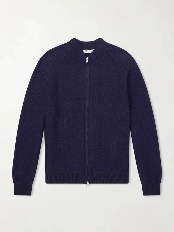 Inis Meáin Tonnta Merino Wool, Baby Alpaca And Silk-blend Bomber Jacket - Blue