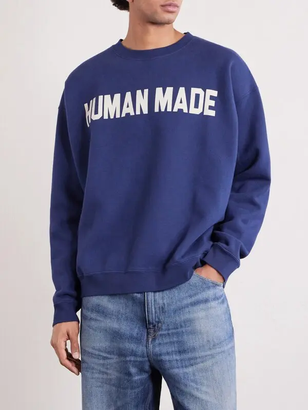 HUMAN MADE Logo-print Cotton-jersey Sweatshirt - Blue