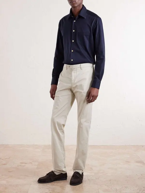 Kiton Straight-leg Stretch-cotton Trousers