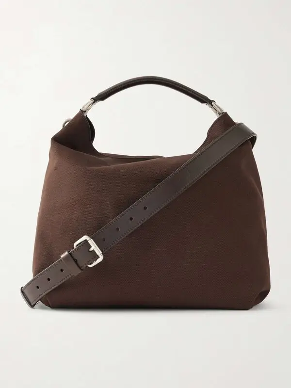 Dries Van Noten Leather-trimmed Canvas Tote - Dark Brown