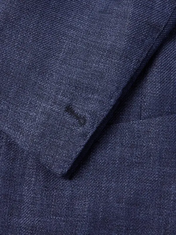 Eleventy Stretch-linen, Wool And Silk-blend Suit Jacket - Blue